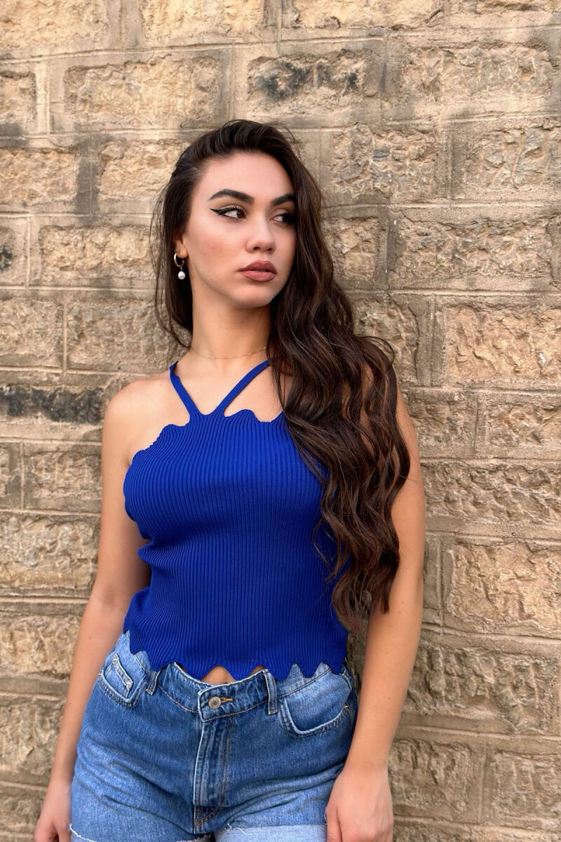 SIMPLE ONE COLOR WOMAN TOP BLUE/BLU TANK TOPS KLAUDIO FASHION BS-3650